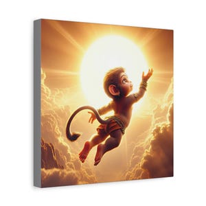 Baby Hanuman Flying in Sky , Sun God , Hinduism , Home Decor, Lord ...