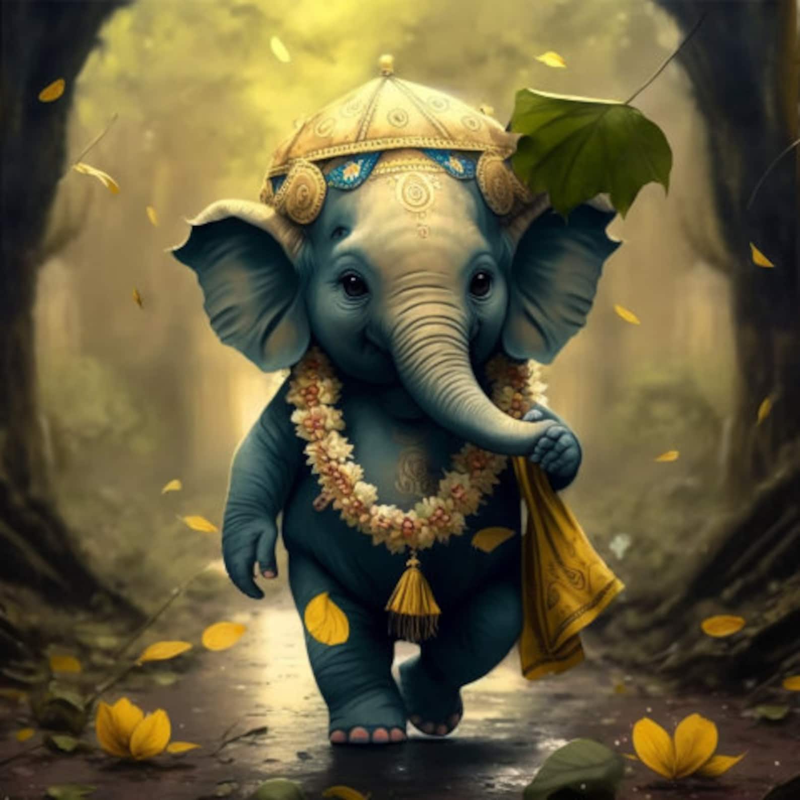 Lord Ganesha Walking in a Forest,digital Art,digital Download ...