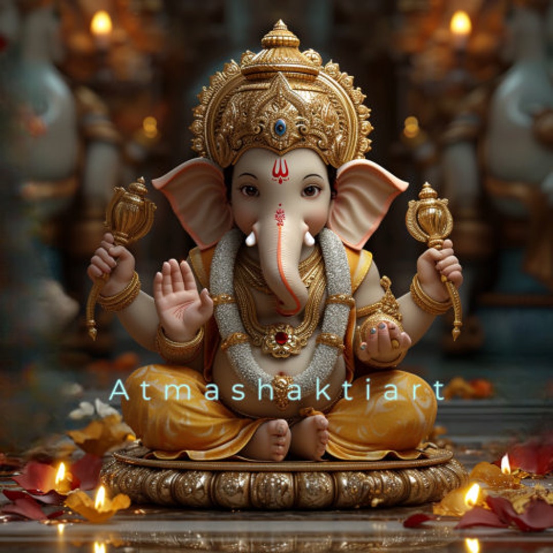 Lord Ganesha Beautiful Art , Baby Ganesha ,digital Art,digital Download ...