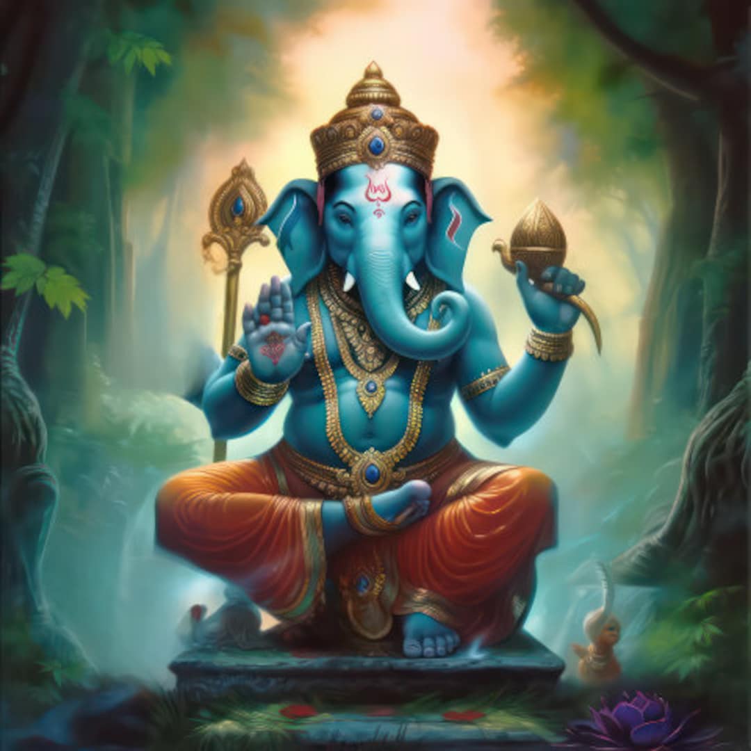 Blue Lord Ganesha and ganesha digital Artdigital Download Beautiful Art ...