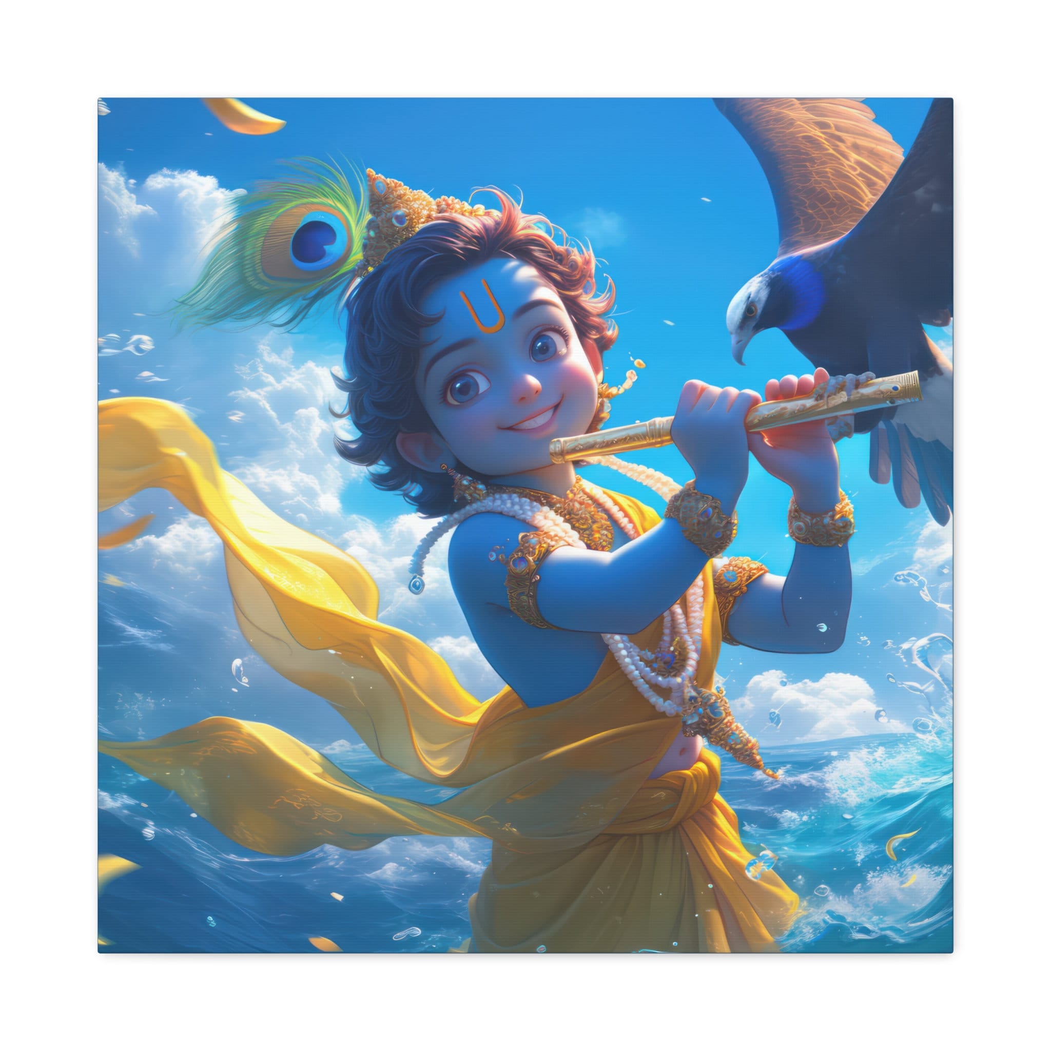 Lord Krishna Playing a Flute, Lord Krishna , Divine Art , Beautiful Art ...