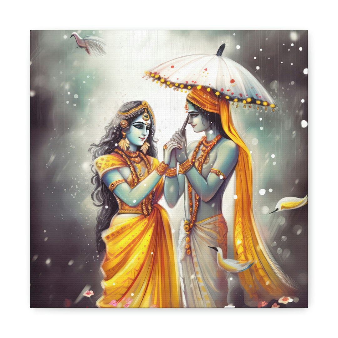 Lord Krishna and Radha ,radha Krishna Dancing in Rain , Divine Wall Art ...