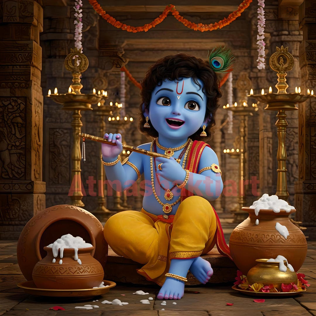 Baby Krishna Temple Art, Divine Hinduism Print (digital Download) - Etsy