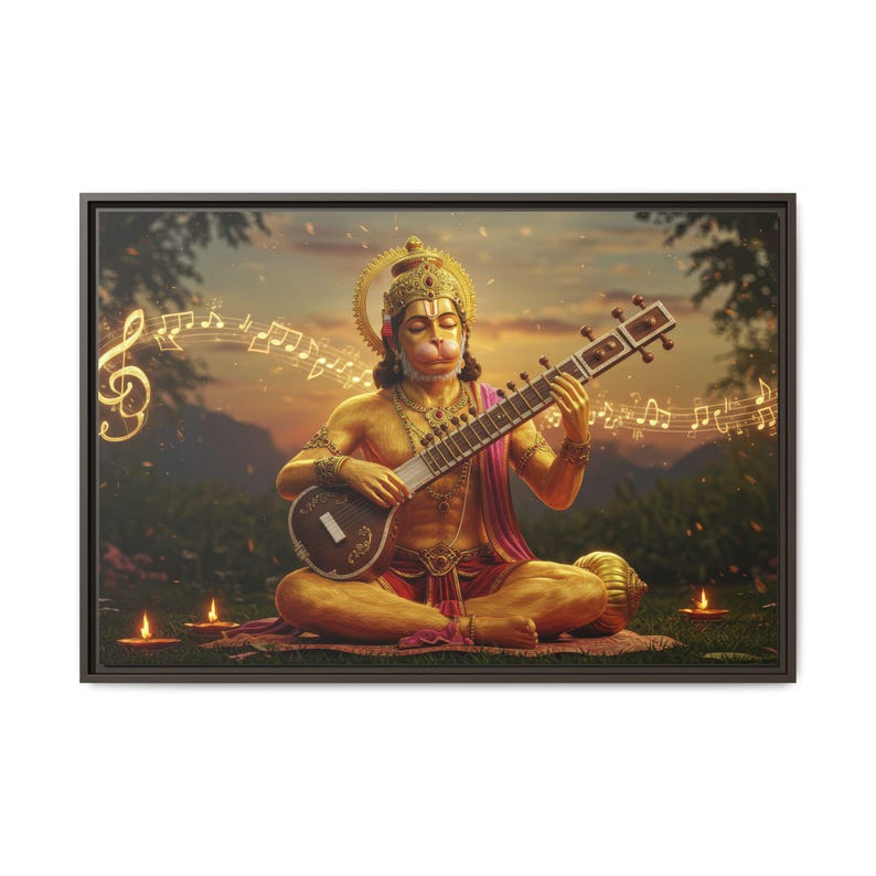 Lord Hanuman Sitar Player Framed Canvas Poster: Hindu God Art - Etsy