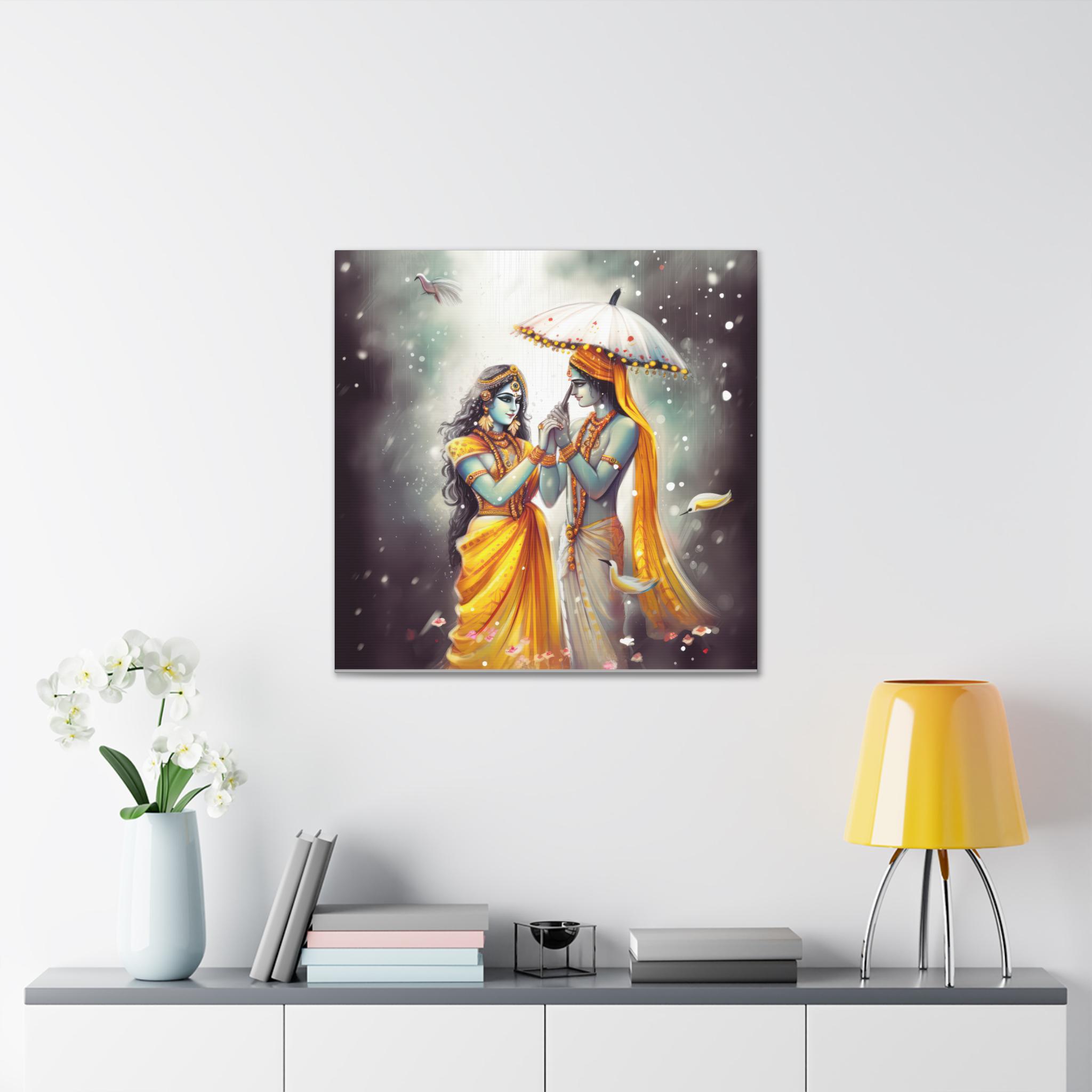 Lord Krishna and Radha ,radha Krishna Dancing in Rain , Divine Wall Art,mothers Day Gift, Wall ...