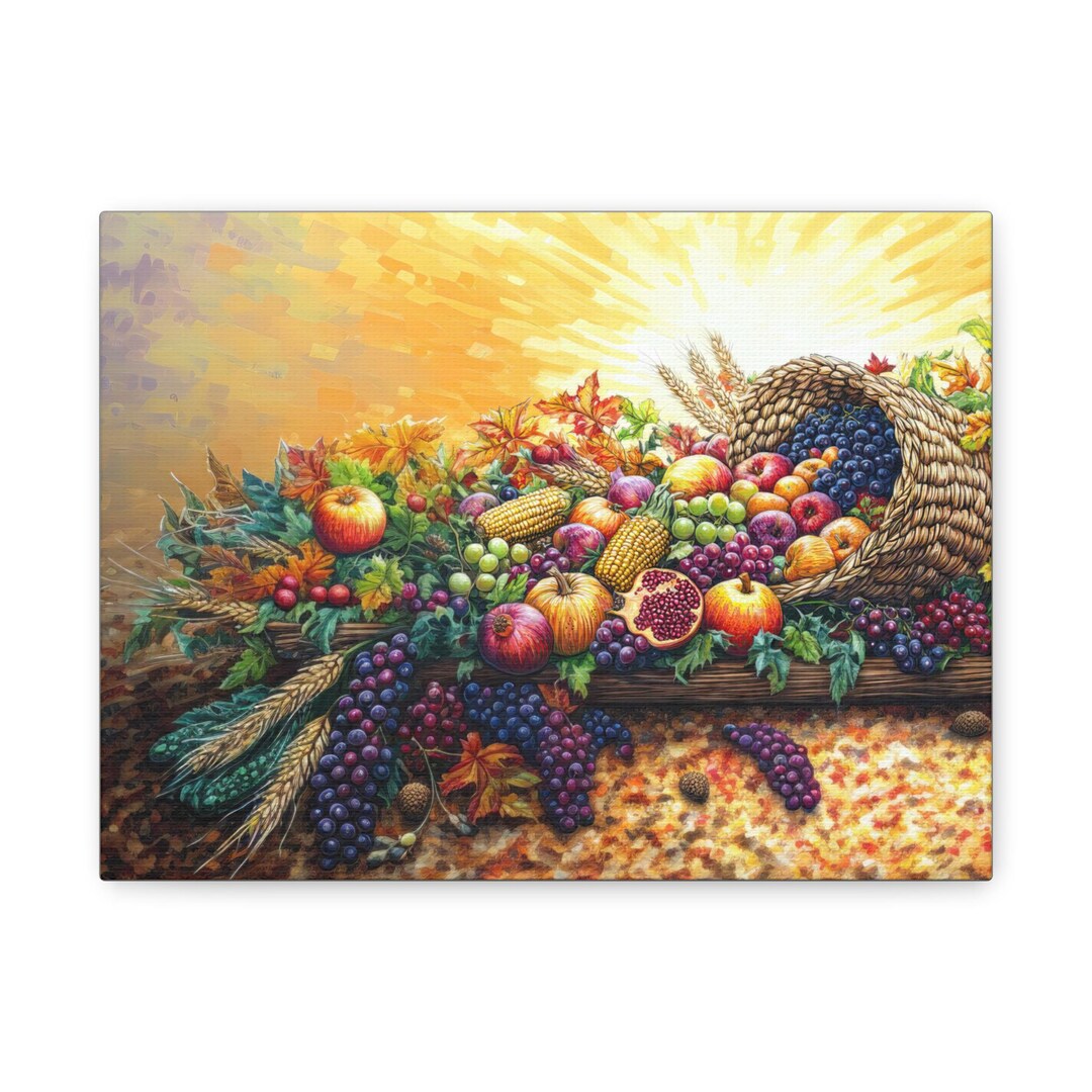 Cornucopia Canvas Print: Fall Harvest Thanksgiving Wall Decor - Etsy