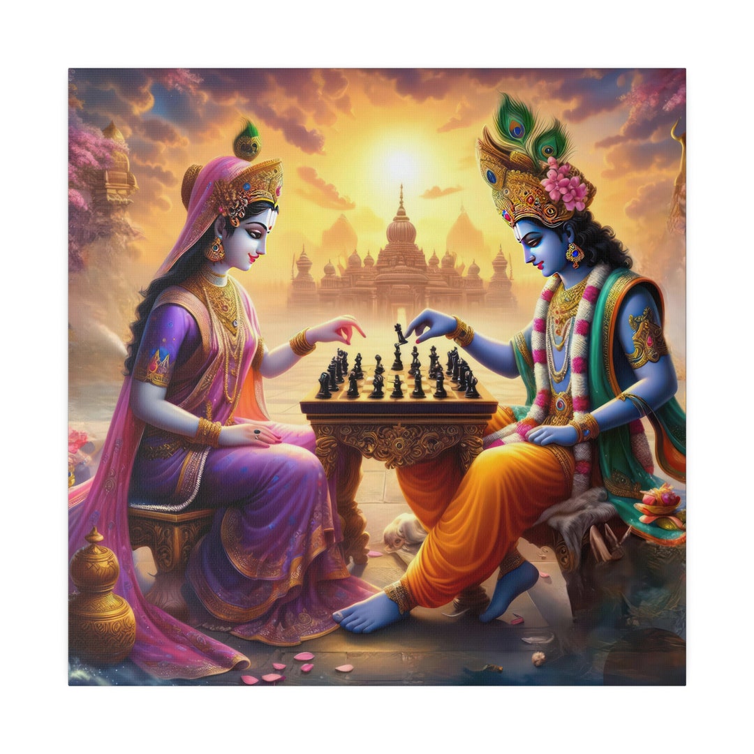 Lord Krishna Playing Chess With Goddess Radha Radhe Krishna Divine Art ...