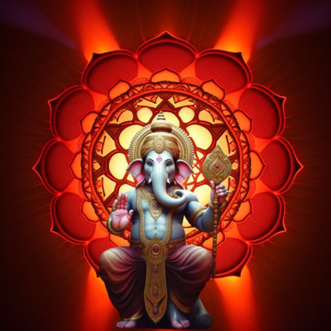 Lord Ganesha in Root Chakra Digital Art Digital Download - Etsy