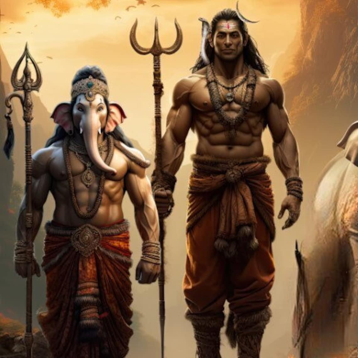 Lord Ganesha Walking With Lord Shiva Lord Ganesha Lord Shiva Peaceful ...