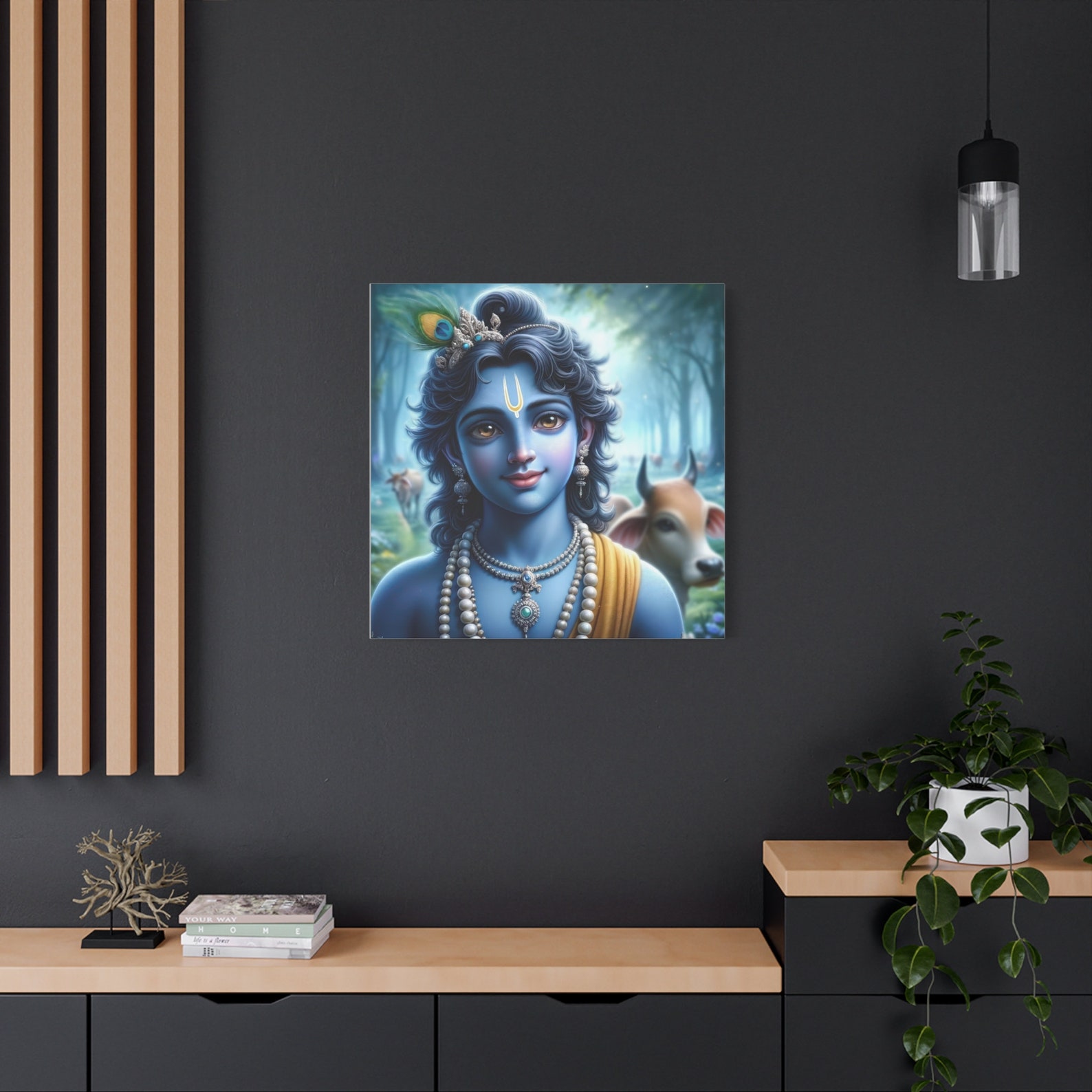Lord Krishna With Cows , Lord Krishna , Home Decor , Wall Art , Hare ...