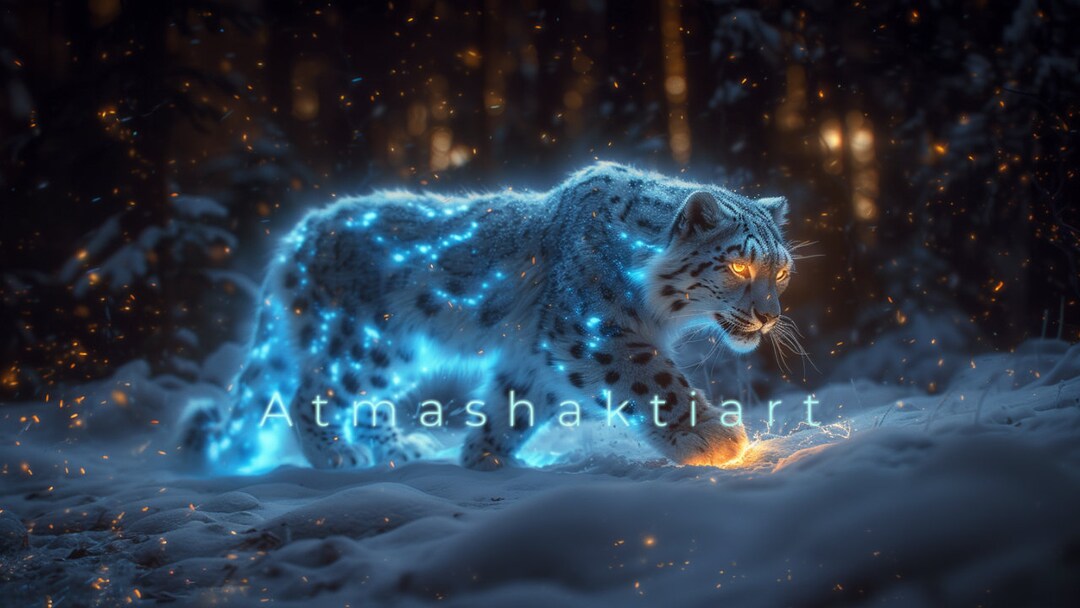Snow Leopard Art | Leopard Walking in Snow | Powerful| Animal Art ...
