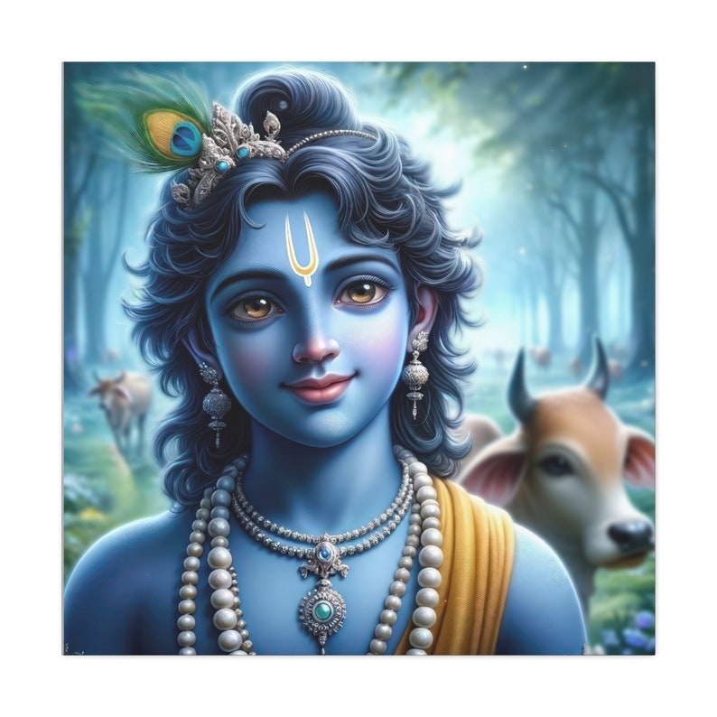 Lord Krishna With Cows , Lord Krishna , Home Decor , Wall Art , Hare ...