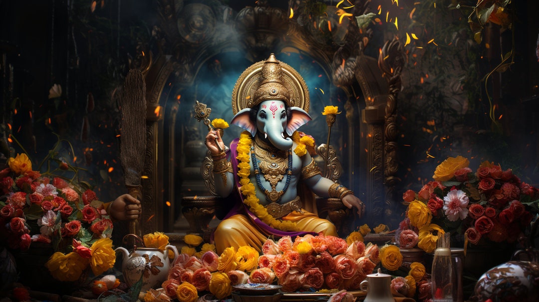 Lord Ganesha Landscape Art digital Artdigital Download - Etsy