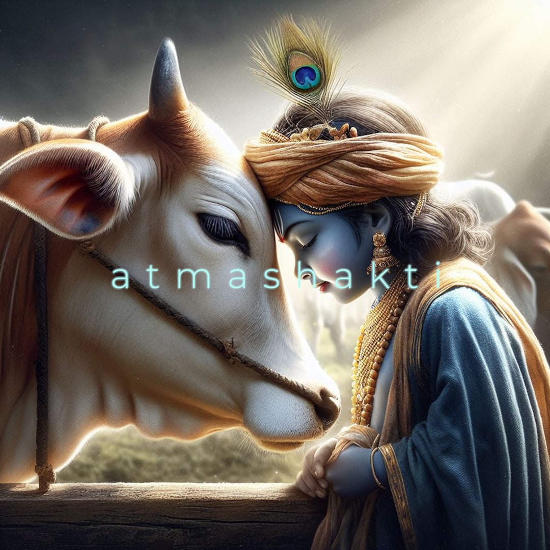 Lord Krishna With a Baby Cow | Baby Krishna | Lord Krishna | Digital ...