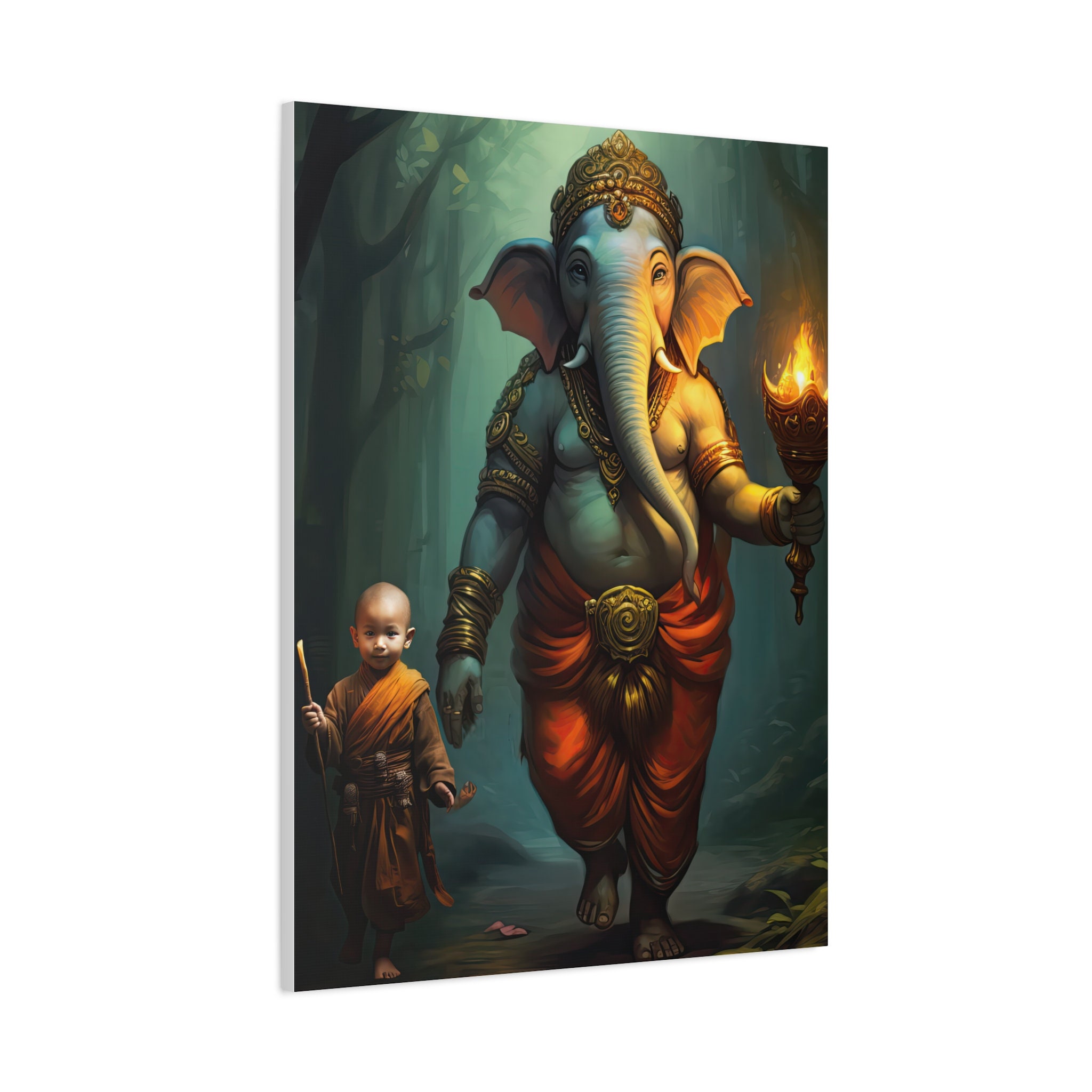 Lord Ganesha & Monk Canvas Art | Hinduism, Buddhism - Etsy