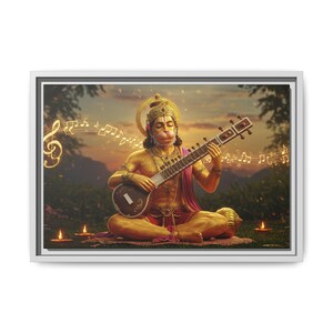 Lord Hanuman Sitar Player Framed Canvas Poster: Hindu God Art - Etsy