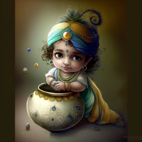 Baby Krishnadigital Artdigital Download Beautiful Art - Etsy