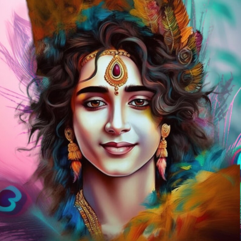 Lord Krishna the Divine God digital Artdigital Download - Etsy