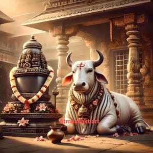 Nandi the Divine Bull Print: Lord Shiva's Gatekeeper, Hinduism Art - Etsy