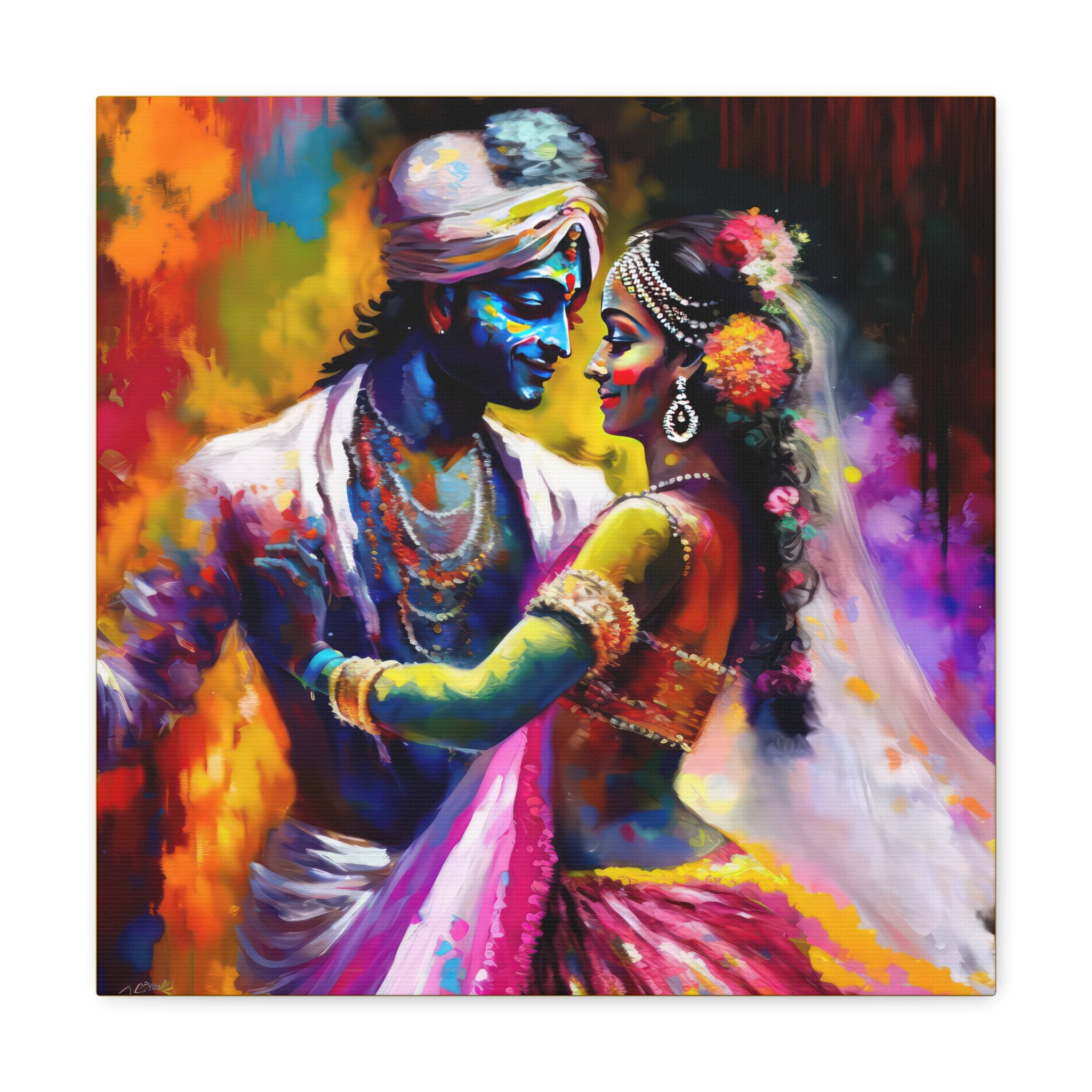 Krishna and Radha Playing Holi ,lord Krishna Art, Lord Krishna Painting ...