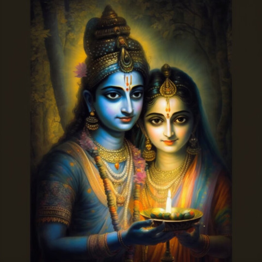Radha Krishna the Divine Loversdigital Artdigital - Etsy