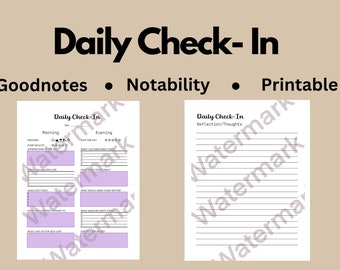 Daily Check In, Digital Planner Page, Mental Health Journal, Self-care ...