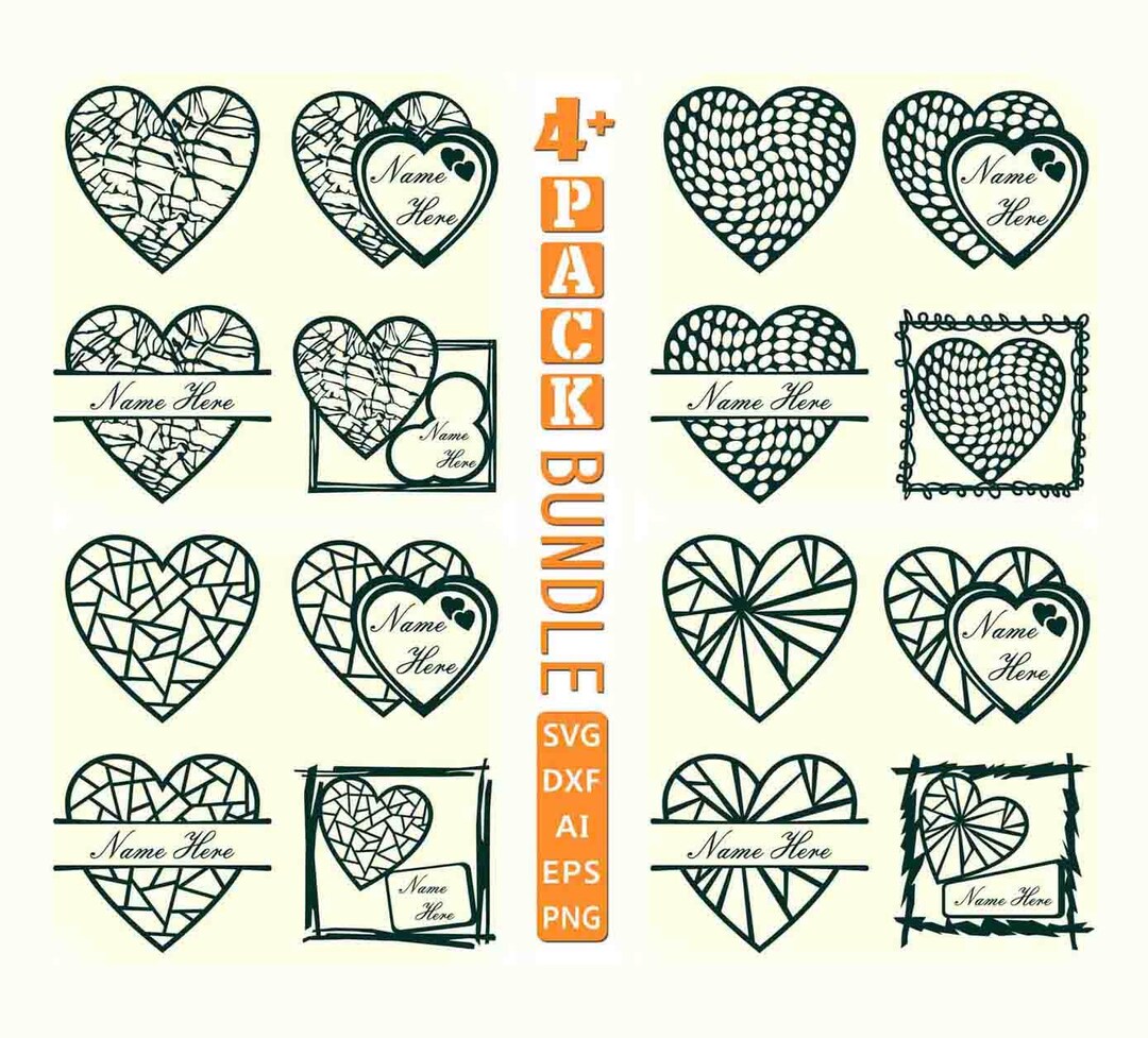 Filigree Heart Svg Heart Svg Bundle Split Heart Monogram - Etsy