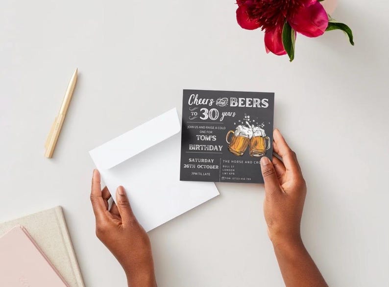 Cheers and Beers to 30 Years/ Decade Birthday Invitation - Etsy