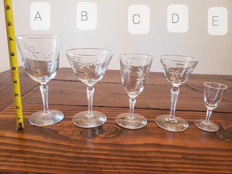 1930s Libbey Candlelight Glassware Etched Wine / Water Stemware Assortment of Sizes - Etsy