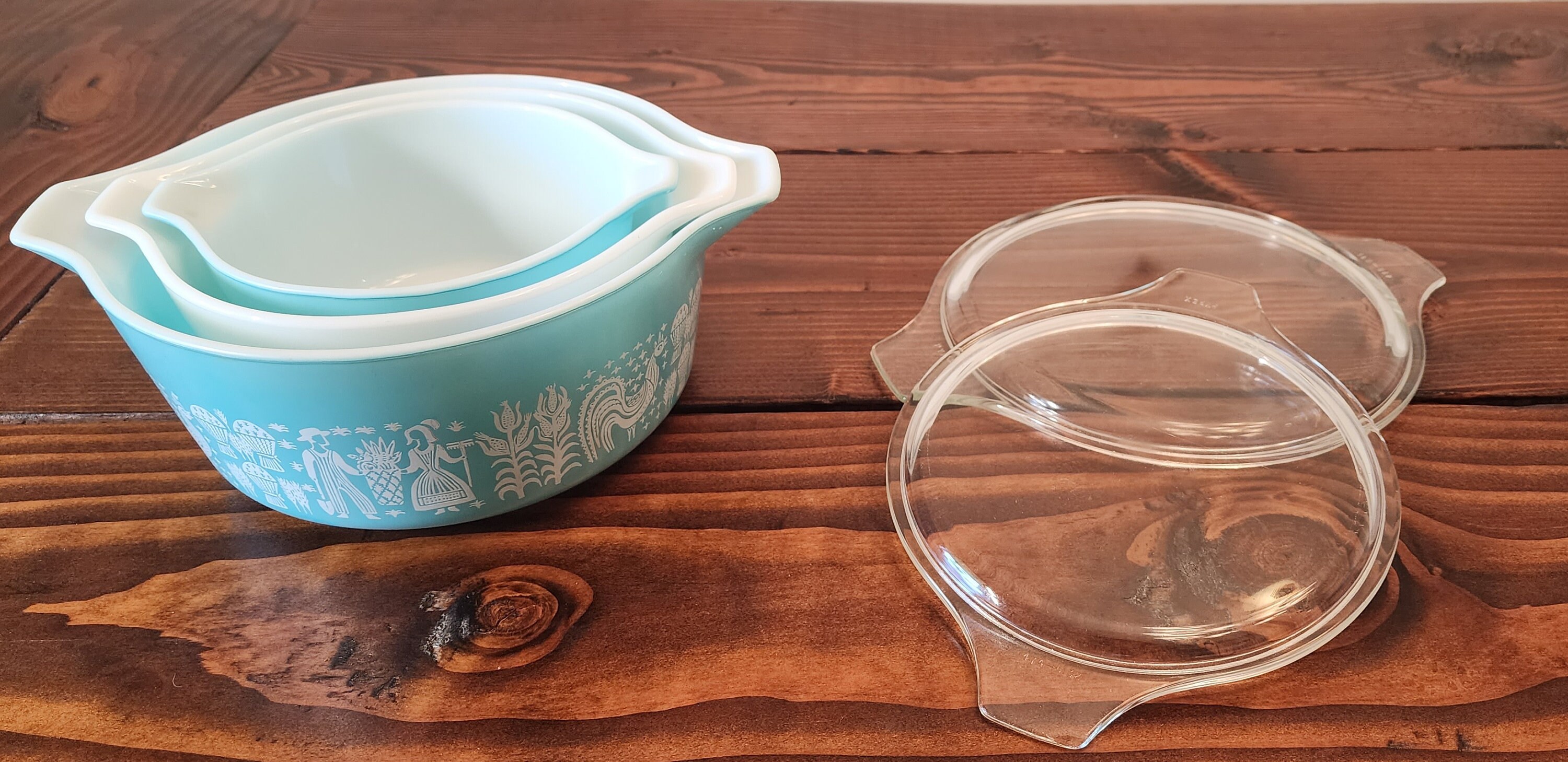 Vintage Pyrex Amish Butterprint Casseroles 473 474 475 W/lid 5 Piece ...