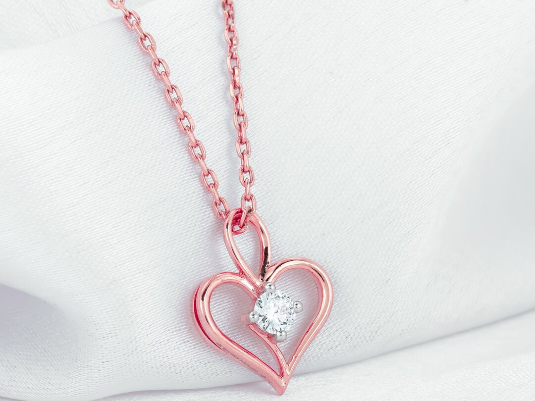 18K Rose Gold Beating Heart Diamond Pendant Luxurious Necklace - Etsy