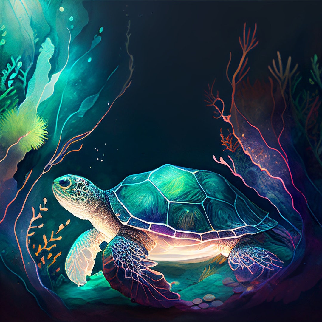 Spirit Animal Turtle, Digital Download, Spiritual Art, Beautiful Ocean ...