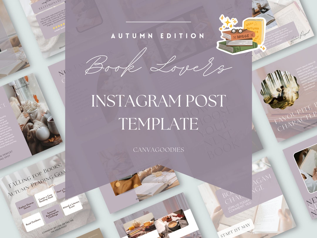 Book Lovers Canva Template Autumn Edition Instagram Post - Etsy