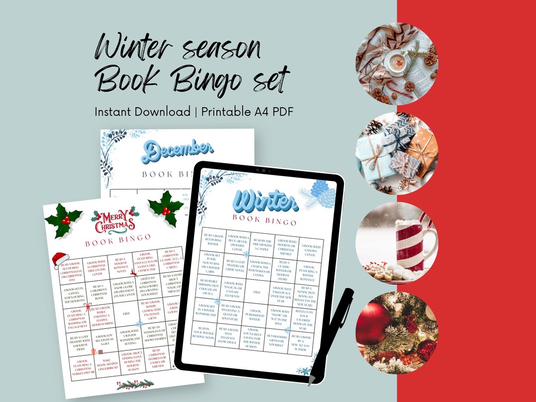 Book Bingo Printable Winter Aesthetic Bookish Bingo Game Cozy Holiday ...