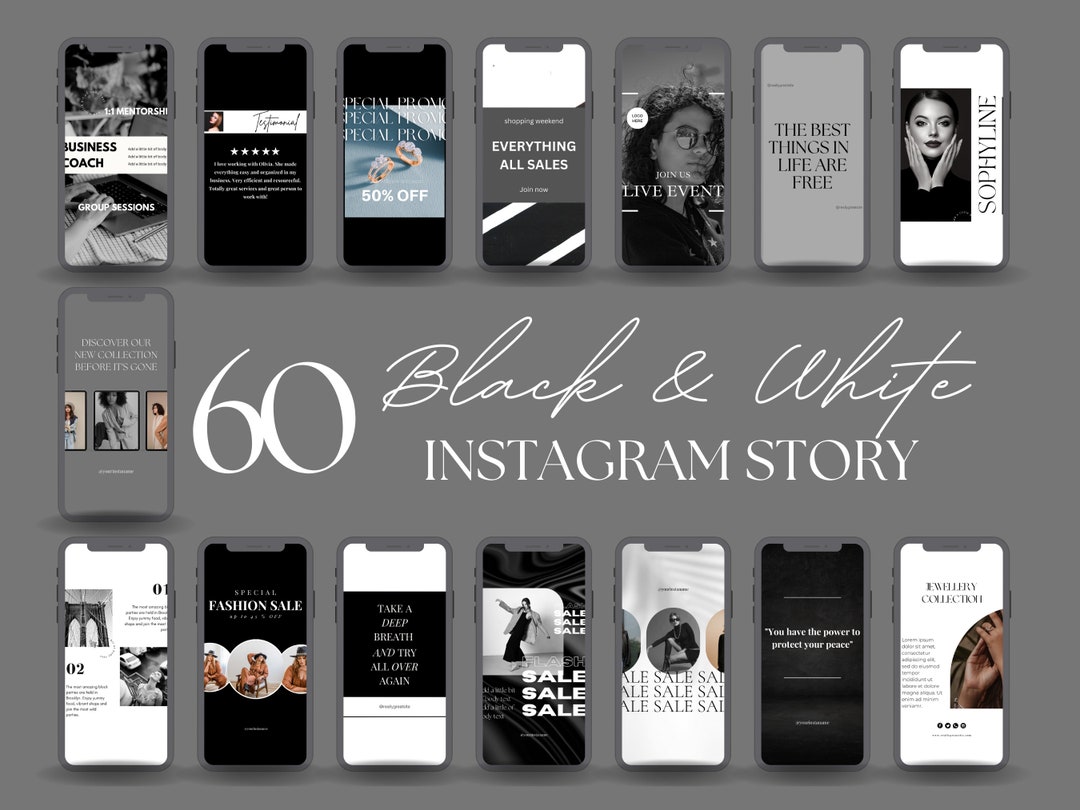 Black White Insta Story Templates Monochrome Design - Etsy