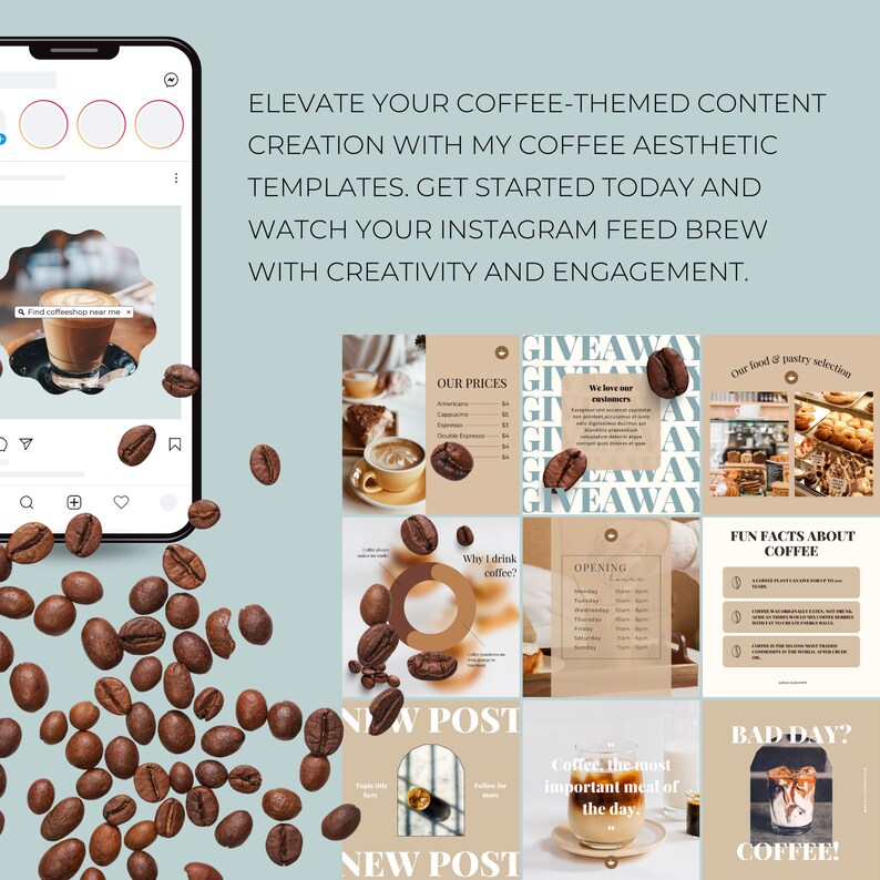 Coffee Aesthetic Instagram Post Template, Canva Design, Coffeeshop ...
