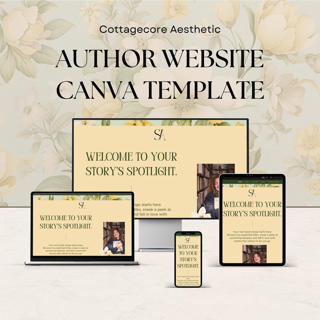 Cottagecore Author Website Canva Template: DIY Webdesign (digital ...