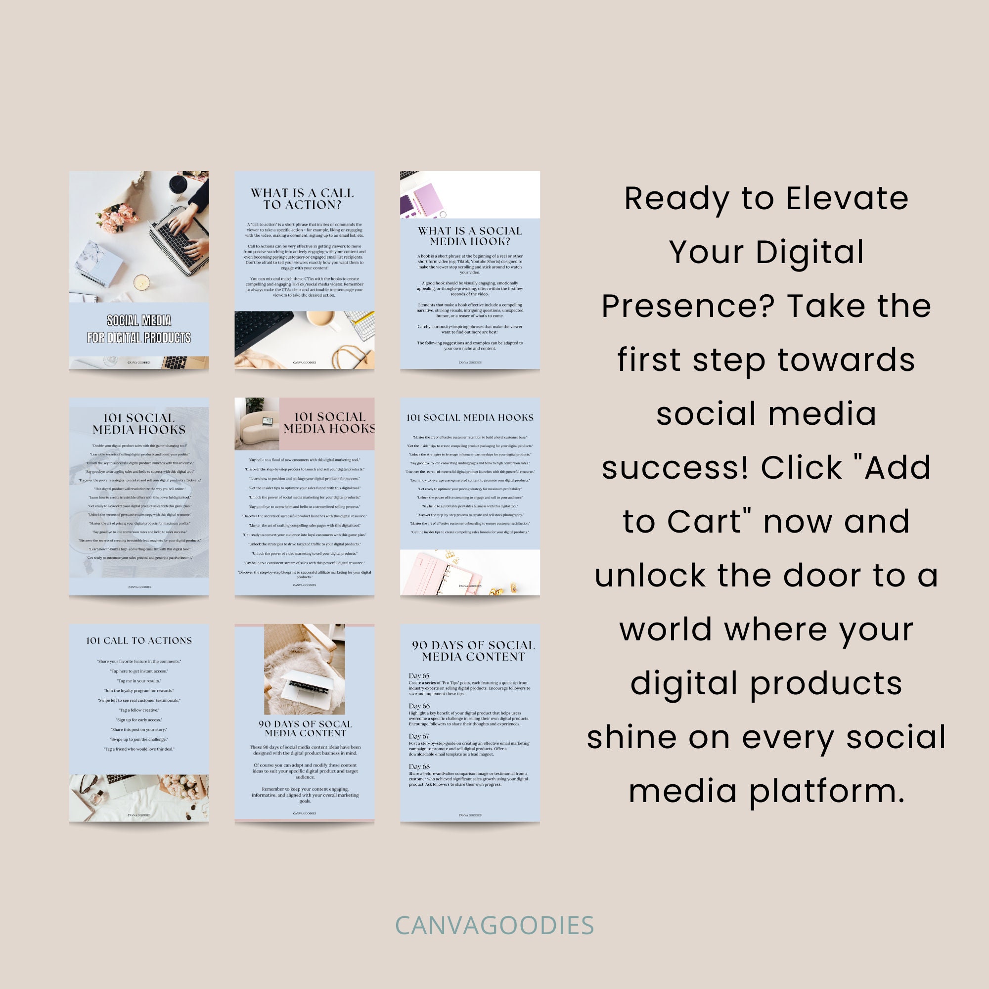 Digital Product Social Media Guide, Engaging Hook Ideas, Captivating ...