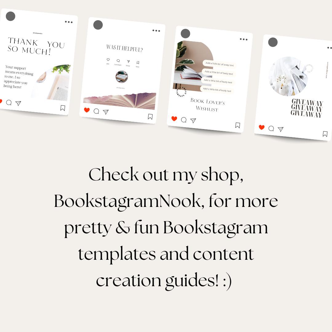 Minimalist Bookstagram Canva Templates: Modern Instagram Posts (PDF ...
