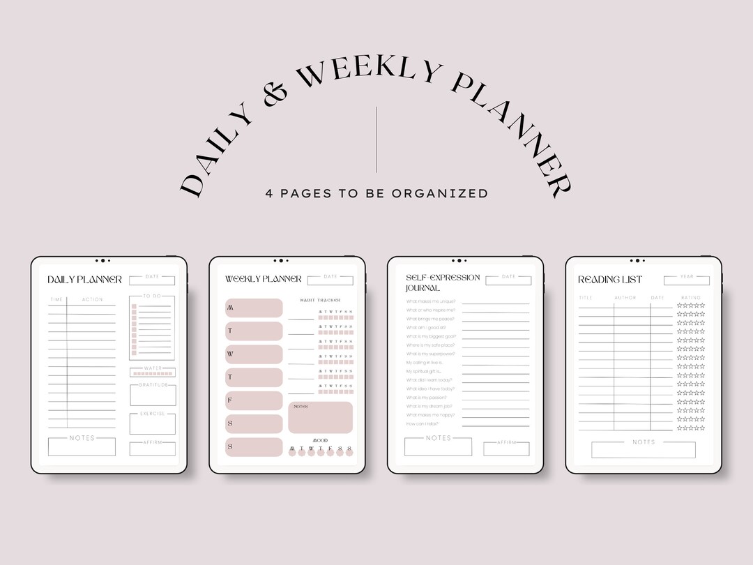 4-page Printable Planner Personal Planner Daily Weekly - Etsy