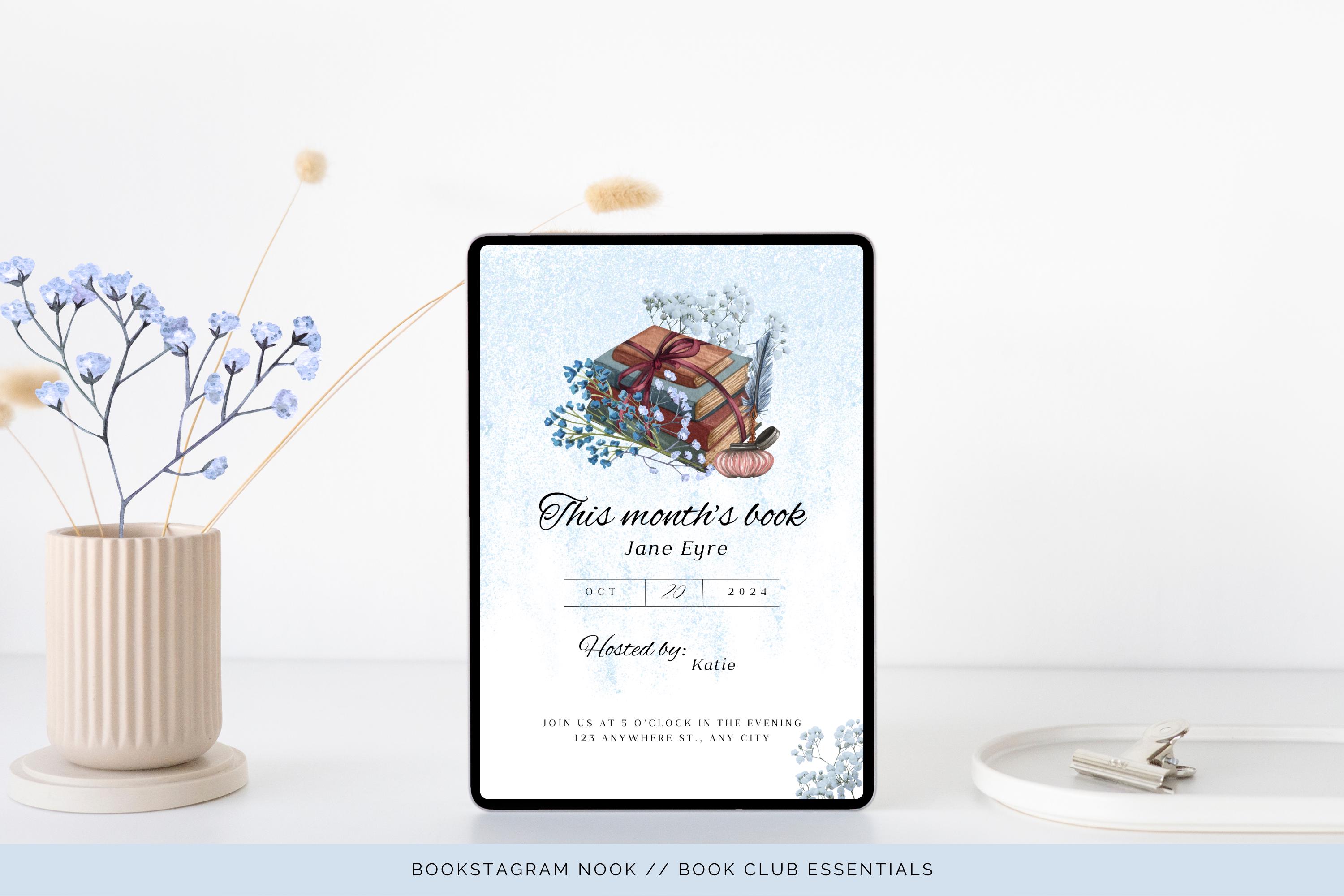 Book Club Invitation Elegant Printable Invitation Book Lovers Canva ...