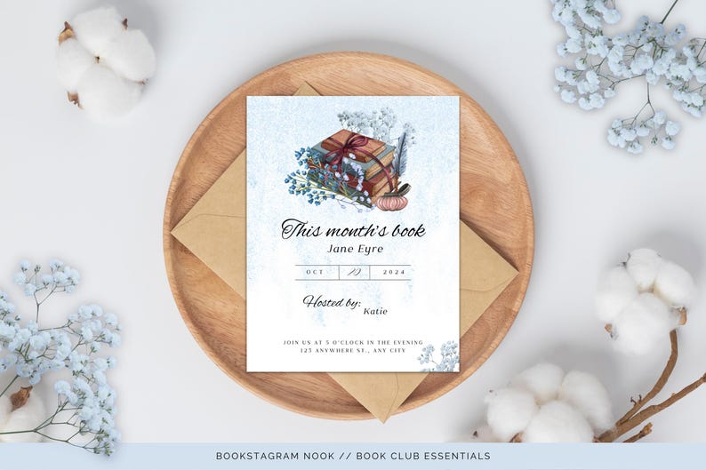Book Club Invitation Elegant Printable Invitation Book Lovers Canva ...