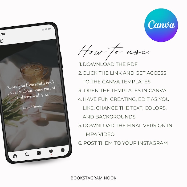 Cottagecore Bookstagram Reel Templates: Cozy Bookish Quotes (canva ...