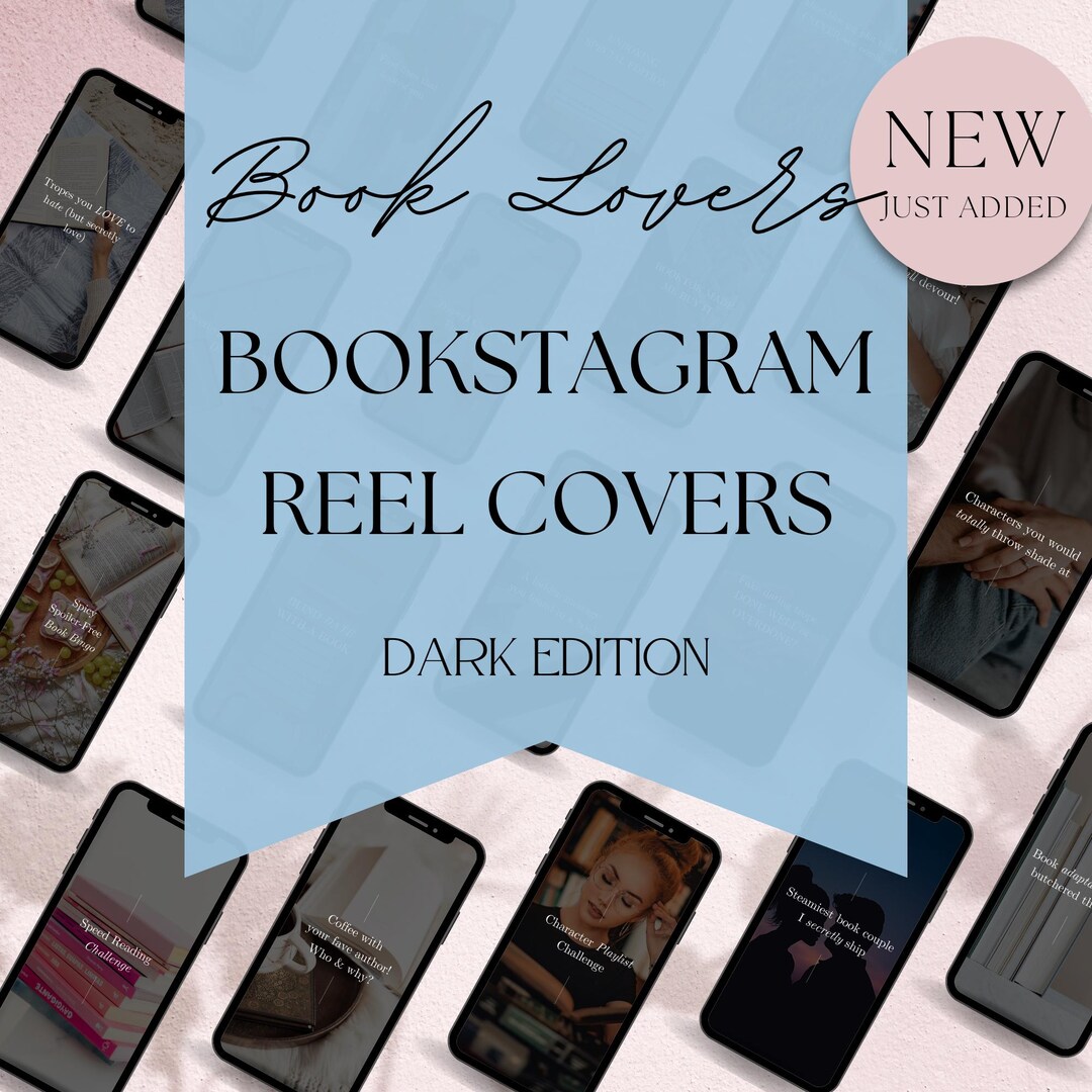 Dark Bookstagram Reel Covers | Minimalist Canva Templates (80 Pre-made ...