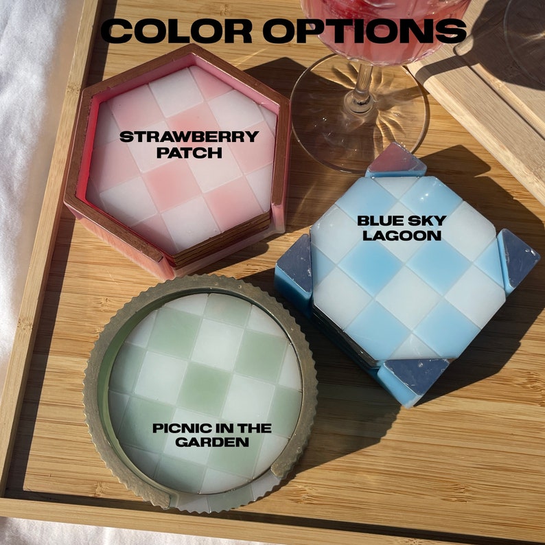 Sage Green Tile Coaster Set of 4 With Coaster Box Holder Epoxy - Etsy