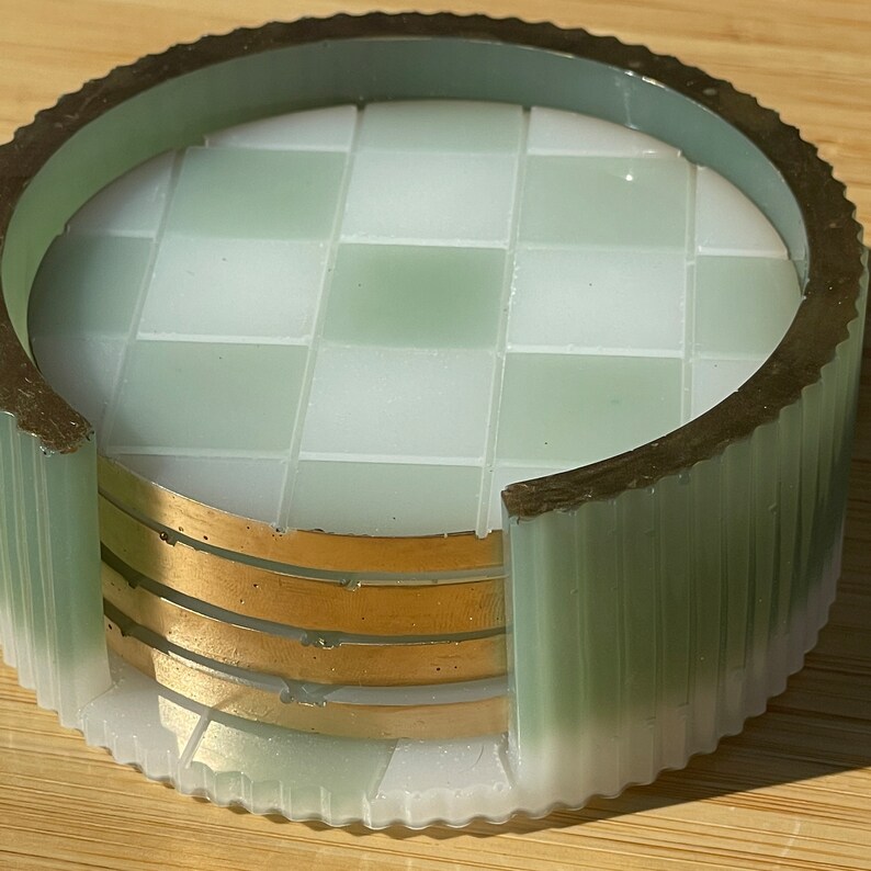 Sage Green Tile Coaster Set of 4 With Coaster Box Holder Epoxy - Etsy