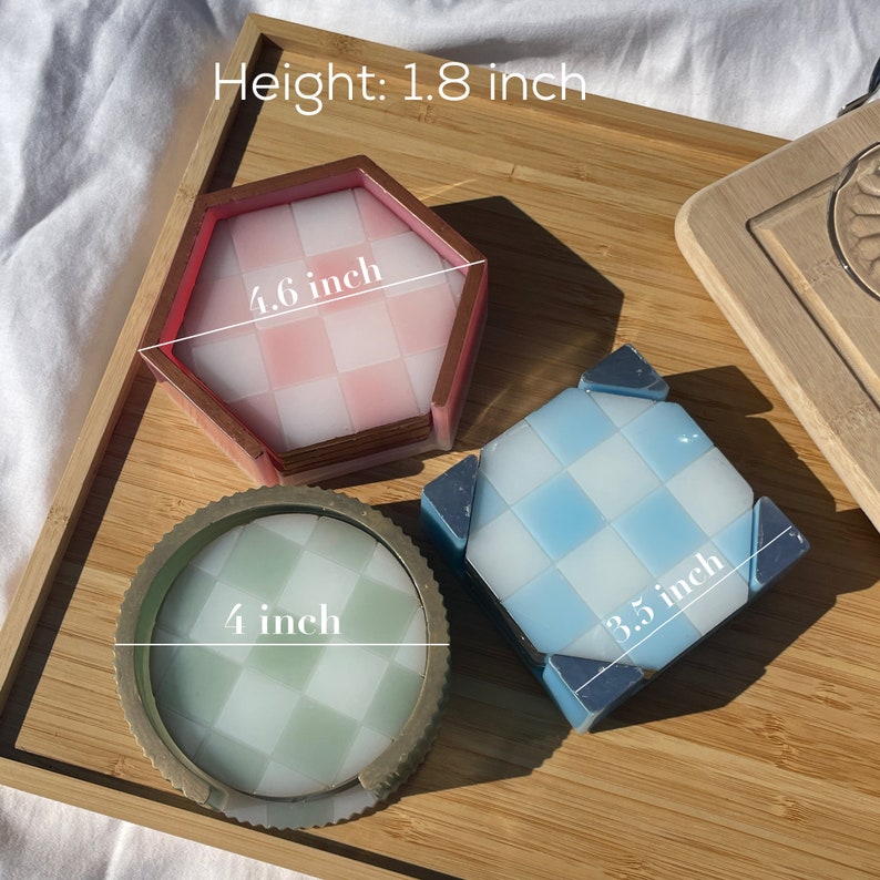 Sage Green Tile Coaster Set of 4 With Coaster Box Holder Epoxy - Etsy