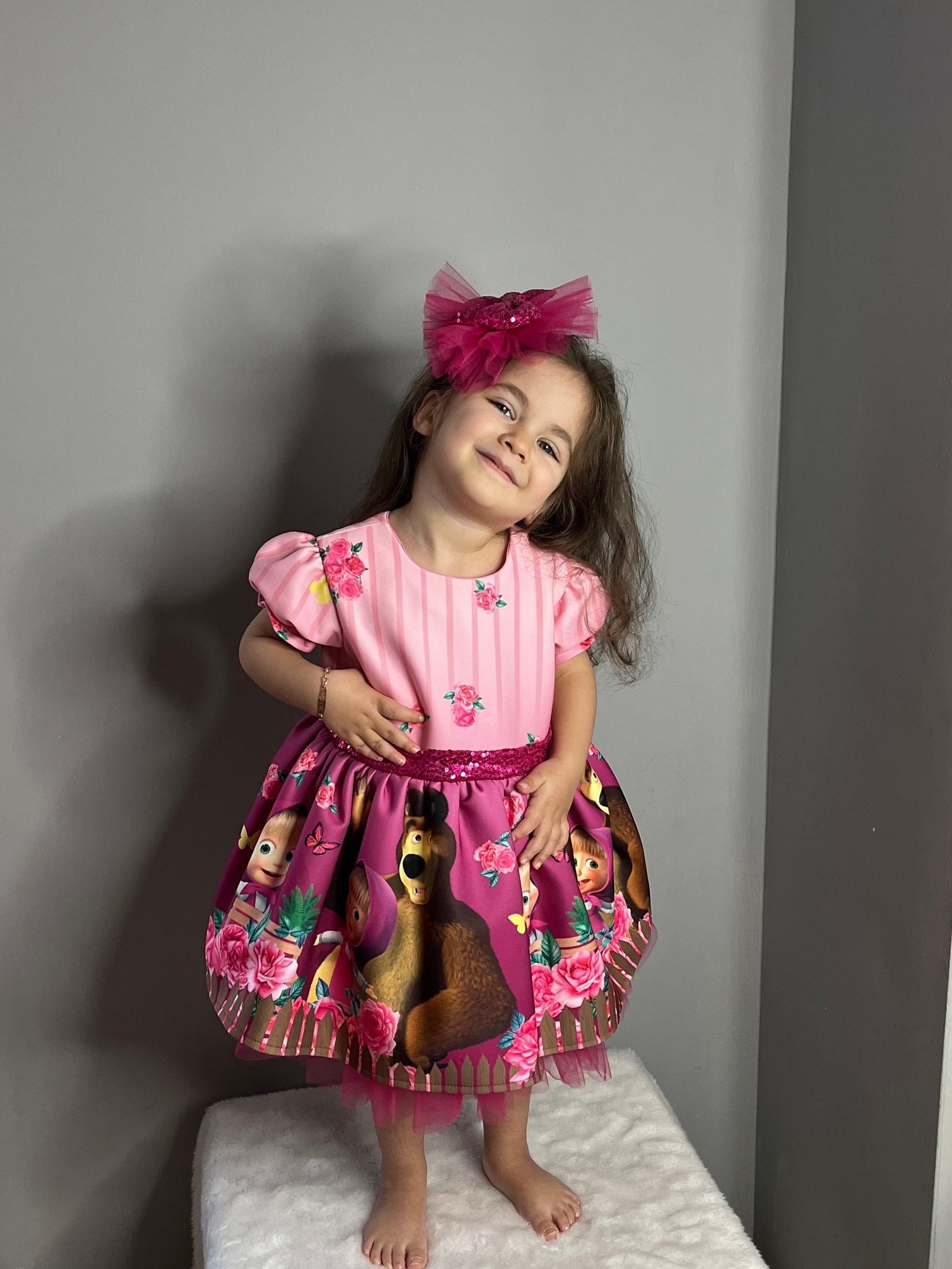 Masha and the Bear Dress/ Masha Birthday Outfit/ Masha Toddler Dress ...