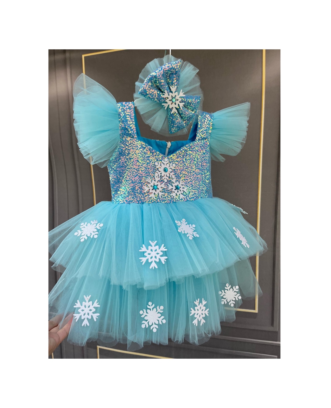 Elsa Tutu Dress: Frozen Princess Costume With Bow & Hairband - Etsy