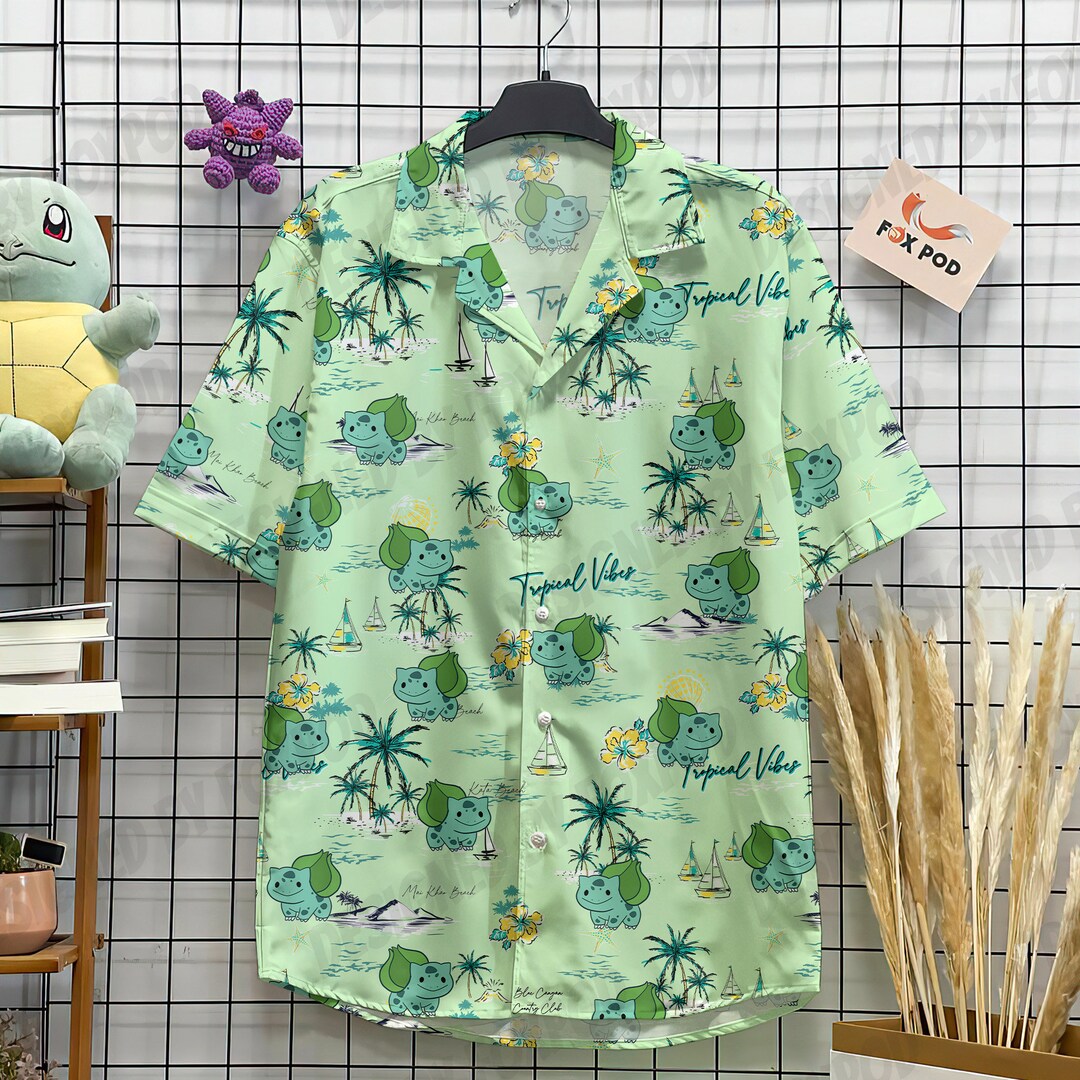 Bulbasaur Hawaiian Button up Shirt Gifts for Men Women Birthday ...